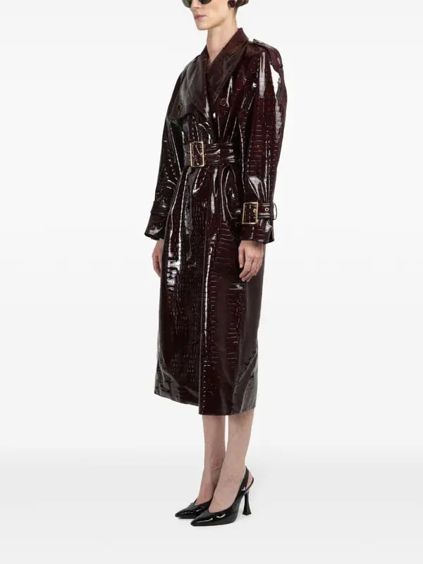 ROWEN ROSE Vinyl-effect Trench Coat