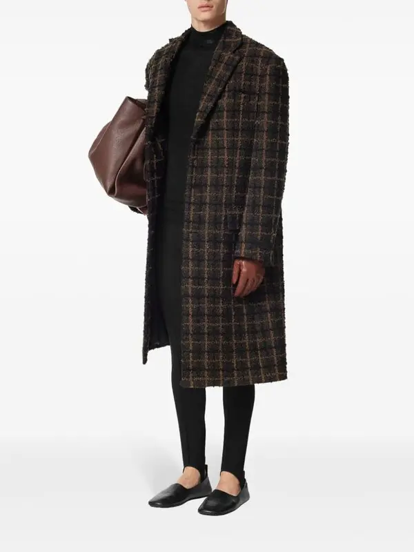 Versace Tweed Single-breasted Coat - Brown