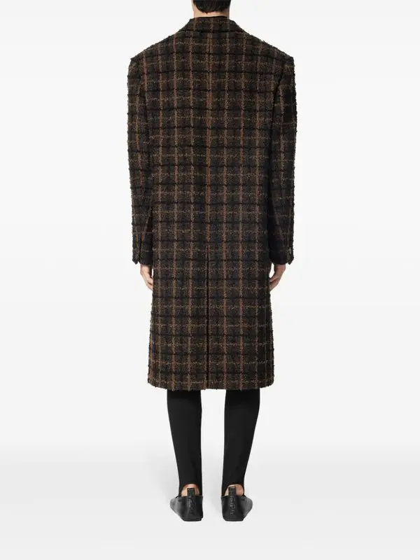 Versace Tweed Single-breasted Coat - Brown