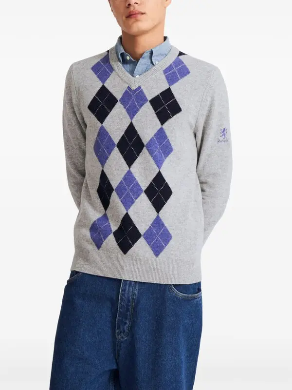 Pringle Of Scotland Argyle V-neck Sweater