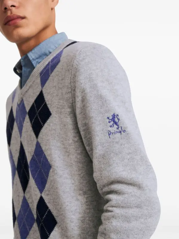 Pringle Of Scotland Argyle V-neck Sweater
