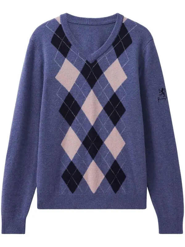 Pringle Of Scotland Argyle V-neck Sweater - Blue