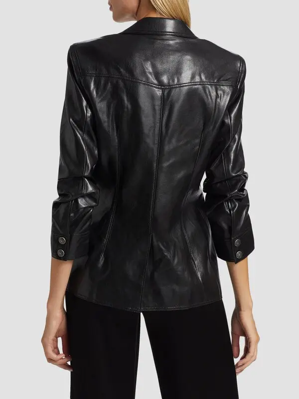Cinq À Sept Louisa Faux Leather Scrunched Jacket