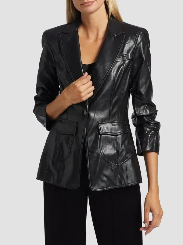 Cinq À Sept Louisa Faux Leather Scrunched Jacket