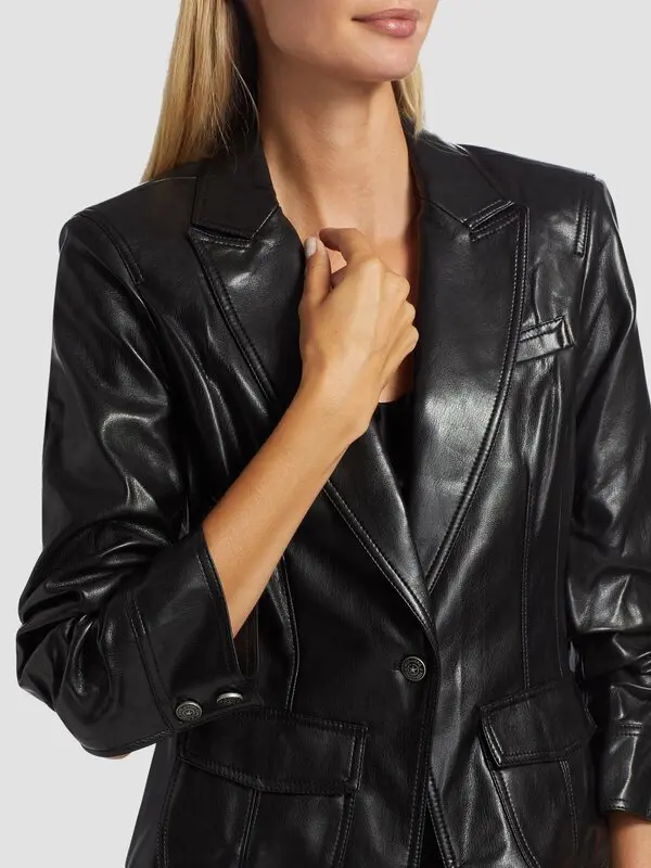 Cinq À Sept Louisa Faux Leather Scrunched Jacket