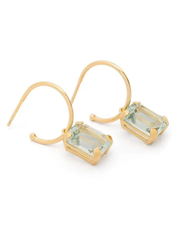 WOUTERS & HENDRIX Amethyst Pendant Hoop Earrings - Gold