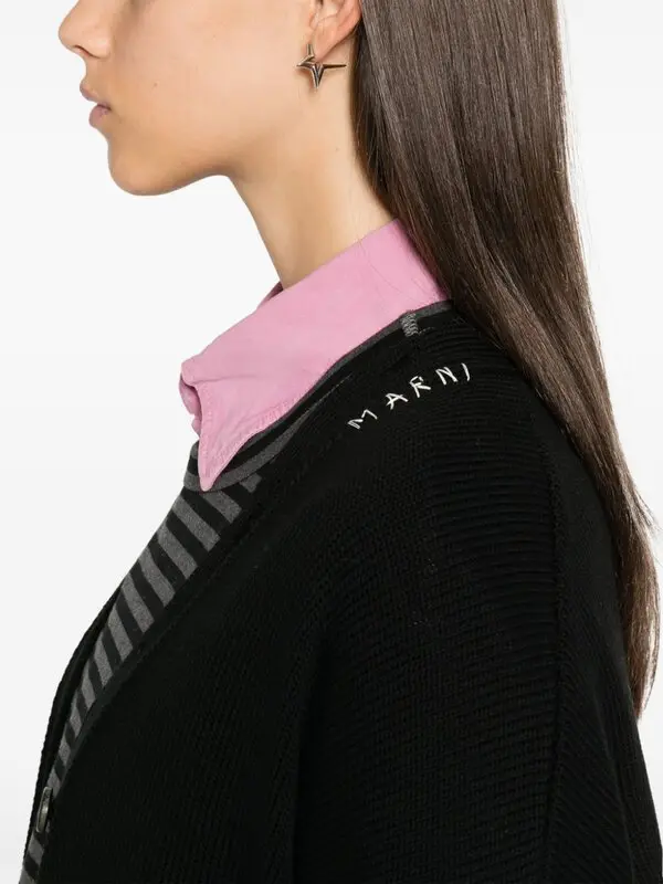 Marni Distressed Knit Cardigan - Black