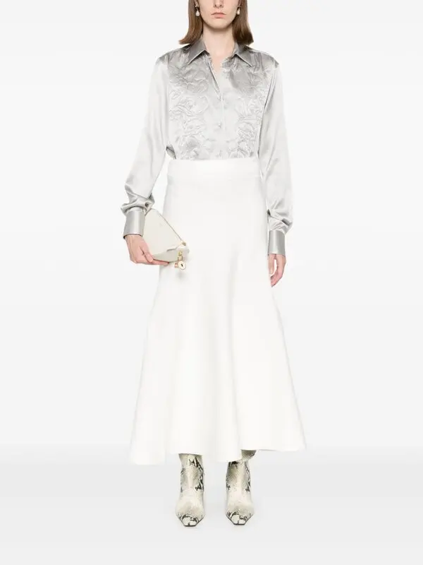Ermanno Scervino Floral-embroidered Silk Shirt