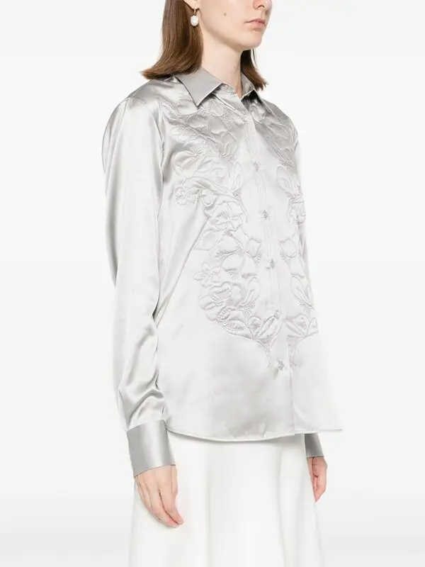 Ermanno Scervino Floral-embroidered Silk Shirt