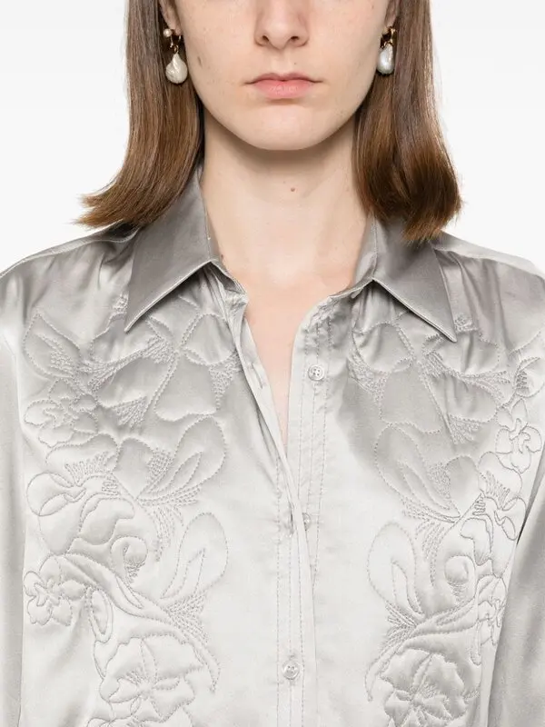 Ermanno Scervino Floral-embroidered Silk Shirt