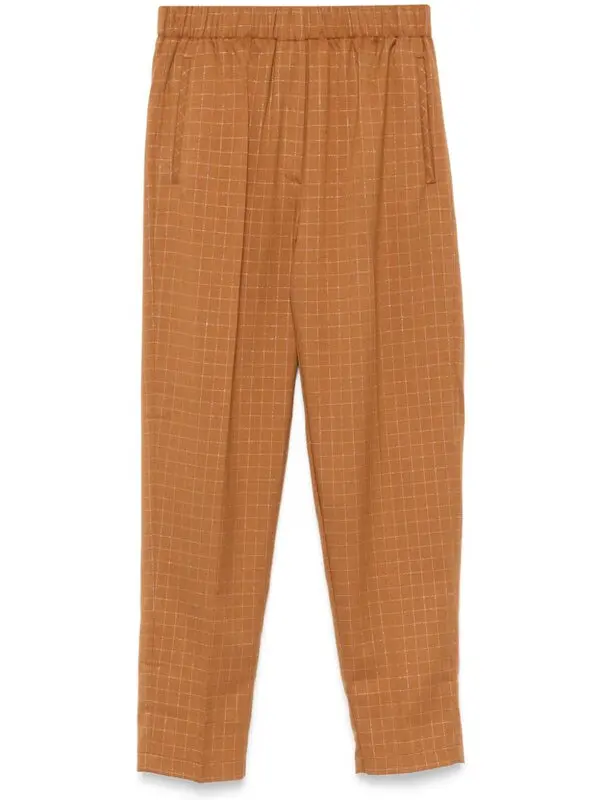 FORTE_FORTE Grid-pattern Trousers
