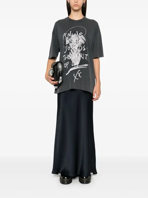 ANINE BING Silk Midi Skirt - Blue