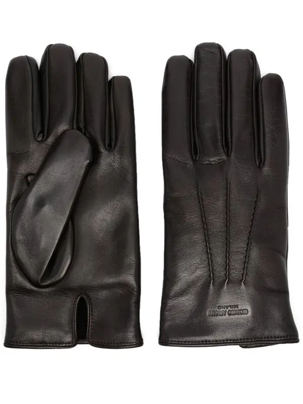 Giorgio Armani Leather Gloves - Brown