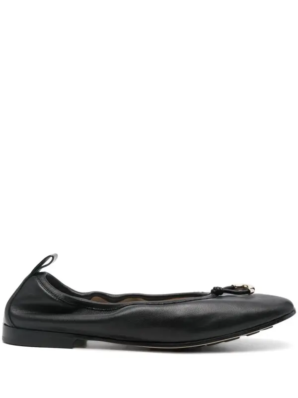 Giorgio Armani Debossed Logo Leather Ballerinas