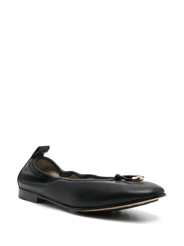Giorgio Armani Debossed Logo Leather Ballerinas