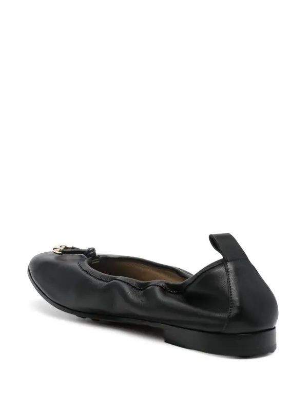 Giorgio Armani Debossed Logo Leather Ballerinas