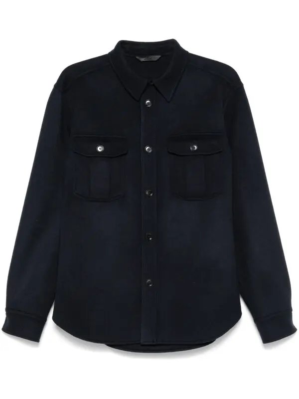 Brioni Felted Shirt Jacket - Blue