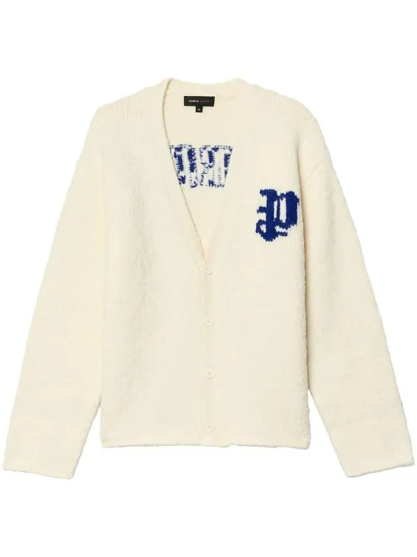 PURPLE BRAND Intarsia-knit Logo Cardigan