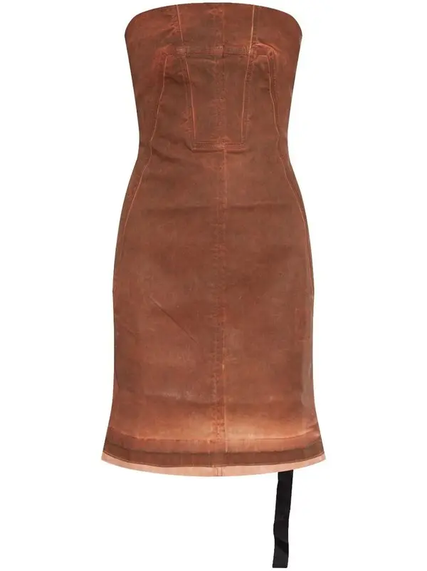 Rick Owens Strapless Denim Dress - Orange