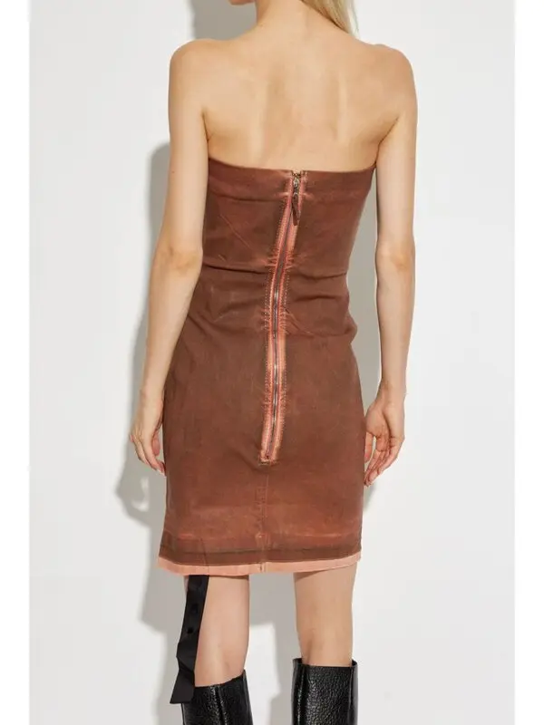 Rick Owens Strapless Denim Dress - Orange