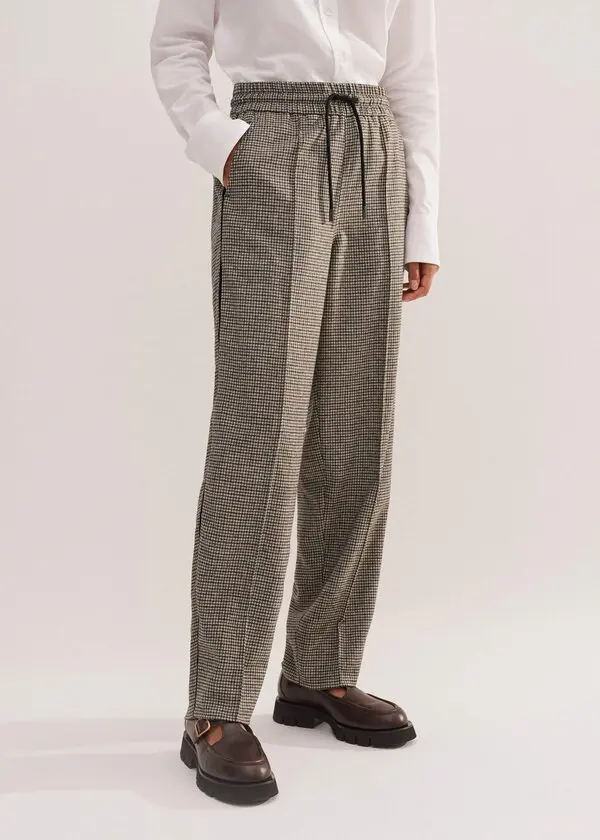 ME+EM Houndstooth Jogger - Brown