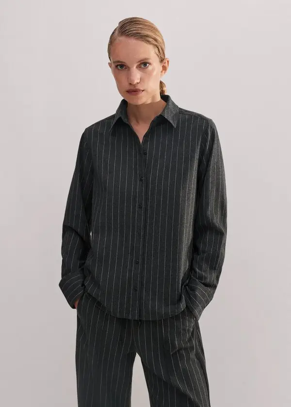 ME+EM Pinstripe Forever Tailoring Shirt - Charcoal Pinstripe