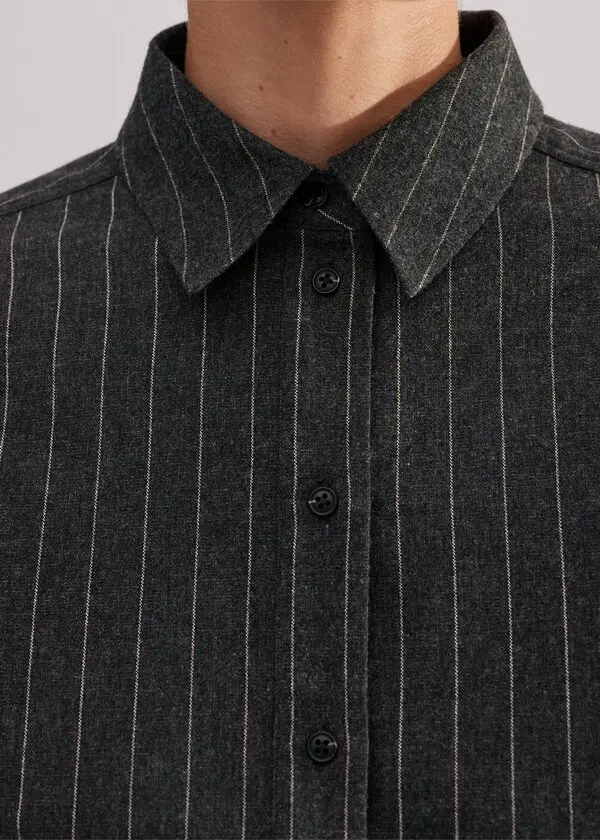 ME+EM Pinstripe Forever Tailoring Shirt - Charcoal Pinstripe