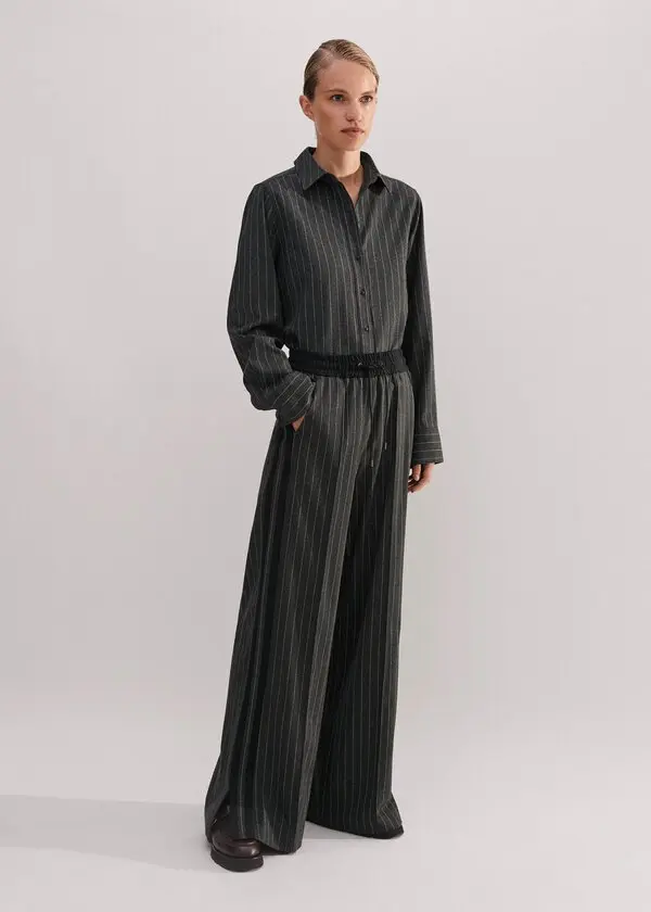 ME+EM Pinstripe Forever Tailoring Shirt - Charcoal Pinstripe
