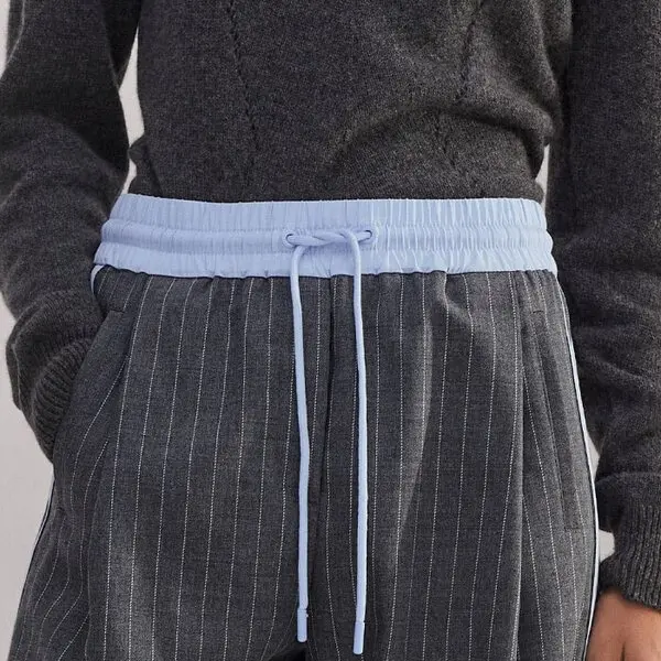 ME+EM Pinstripe Tapered Track Pant - Grey/chambray