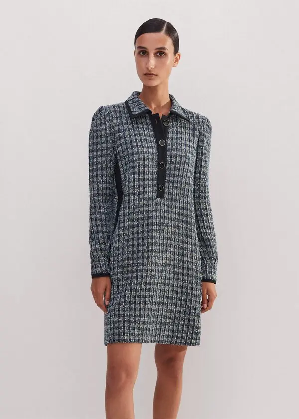 ME+EM Tweed Shift Dress - Navy Multi