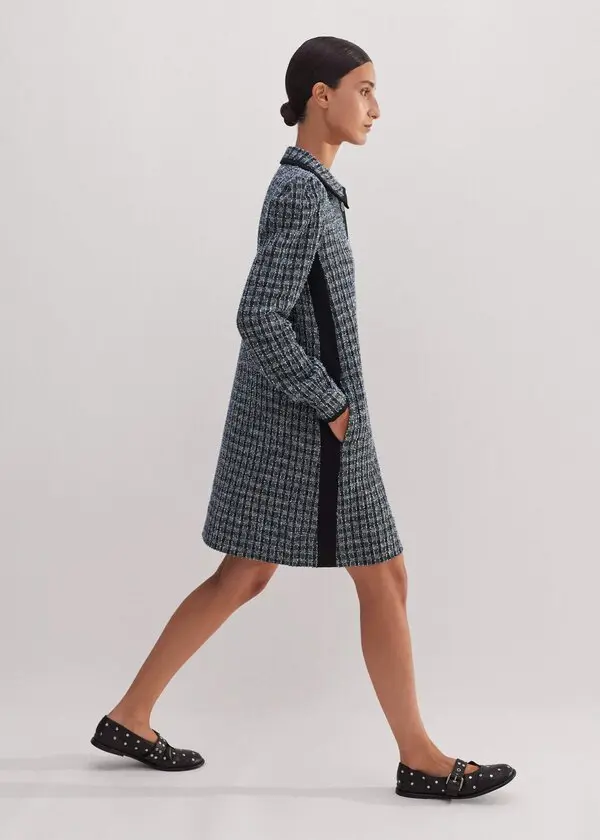 ME+EM Tweed Shift Dress - Navy Multi