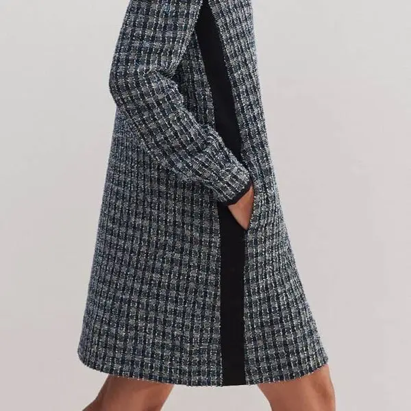 ME+EM Tweed Shift Dress - Navy Multi