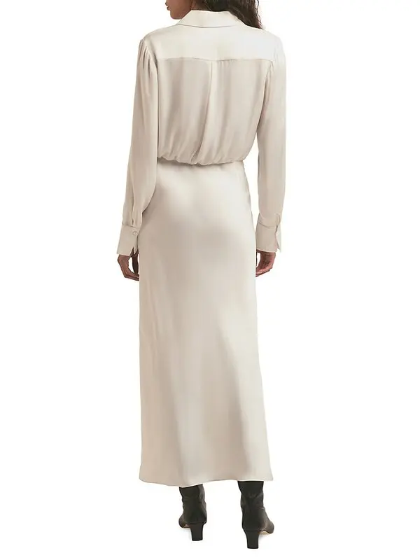elopement dress long sleeve A-Line Boho Lace Wedding Dress with Sleeves Plunging Neckline Sweep Train White-Nude / 4