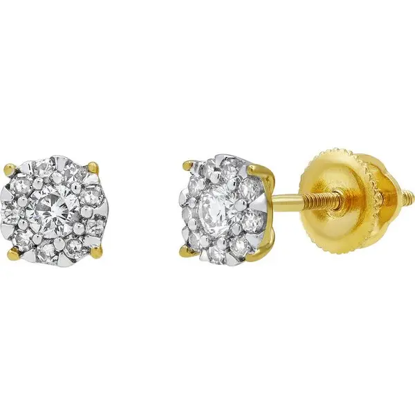 LUVMYJEWELRY Groove Garden Diamond Stud Earrings - 14k Yellow Gold