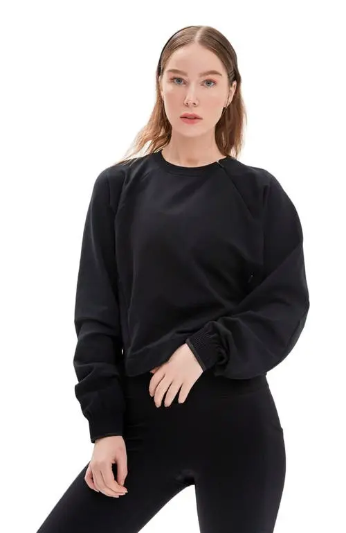 REBODY City Zip Crop Crewneck Sweatshirt