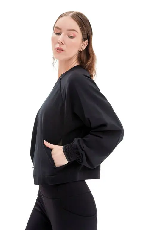 REBODY City Zip Crop Crewneck Sweatshirt