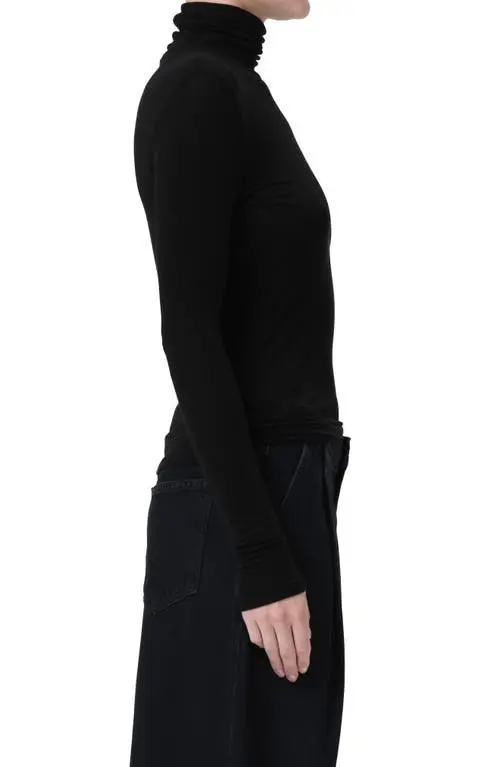 AGOLDE Pascale Rib Turtleneck Top - Black