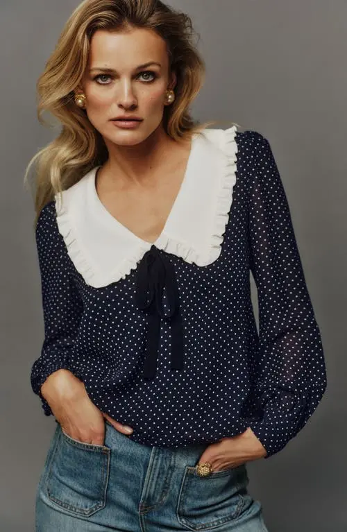 REFORMATION Edalene Ruffle Collar Top