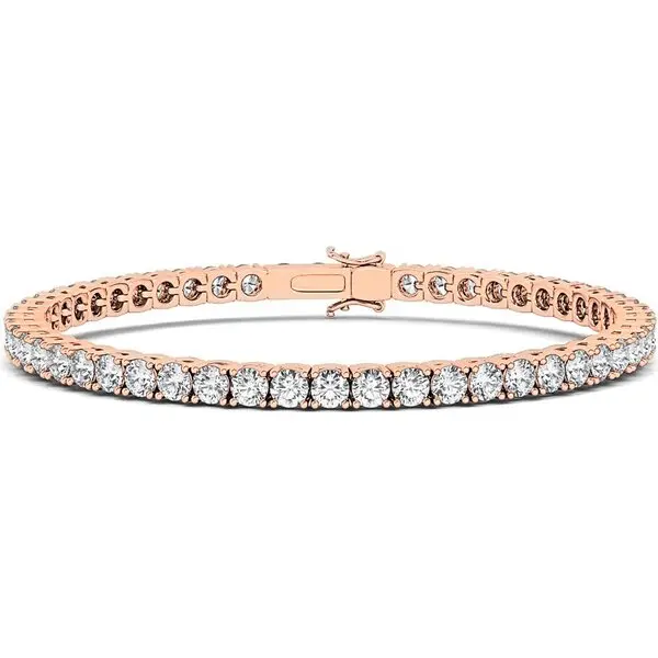 HAUTECARAT Round Cut Lab Grown Diamond Tennis Bracelet - Rose Gold