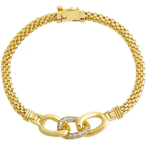 BY ADINA EDEN Cz Pave Accented Link Chain Bracelet