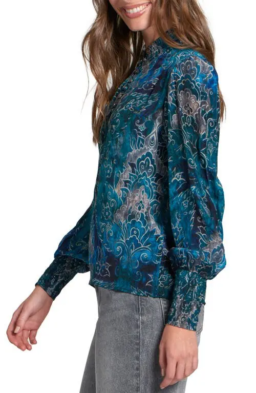 APNY Puff Sleeve Button Front Top