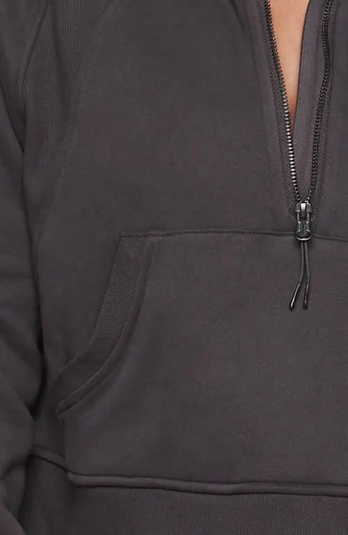REBODY Fleece Crop Half Zip Sweatshirt - Phantom Grey