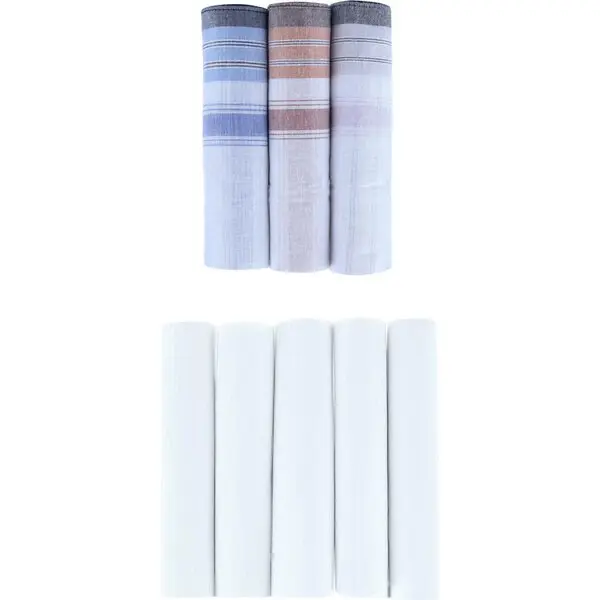 Trafalgar Premium 5 Pack And Checked 3 Pack Cotton Handkerchiefs Set - Multi Color