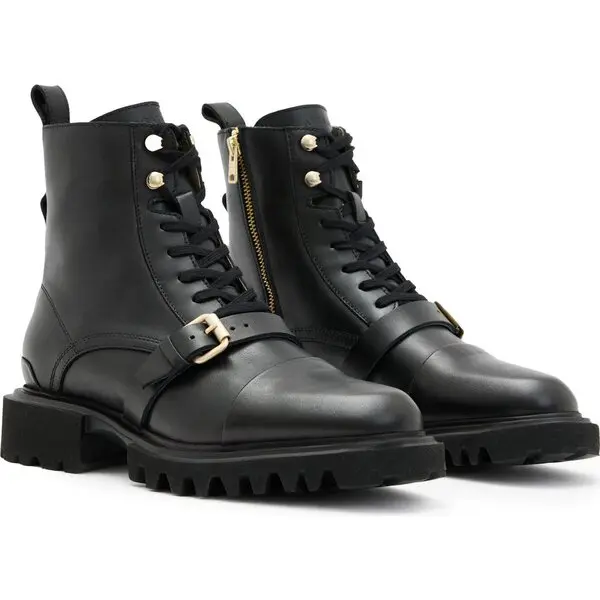 ALLSAINTS Tori Lug Sole Boots - Black/warm Brass