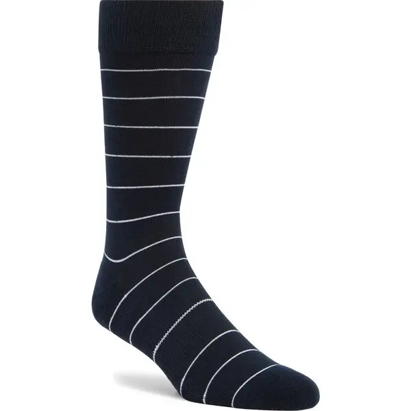 Nordstrom Cushion Foot Crew Socks - Navy/white Stripe