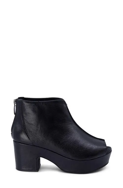 CHOCOLAT BLU Gion Peep Toe Platform Bootie - Black Leather