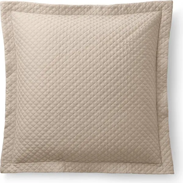 Ralph Lauren Argyle Quilted Organic Cotton Sateen Sham - Coastal Sand