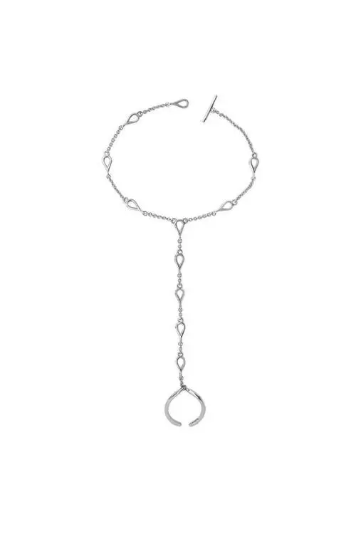 LUCY QUARTERMAINE Petal Hand Chain - Sterling Silver