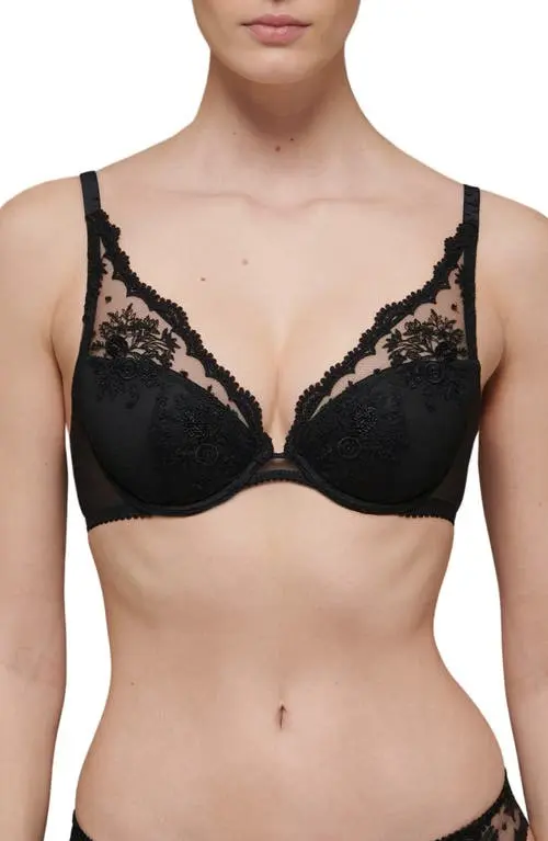 Simone Perele Intrigue Floral Embroidered Triangle Bra - Black