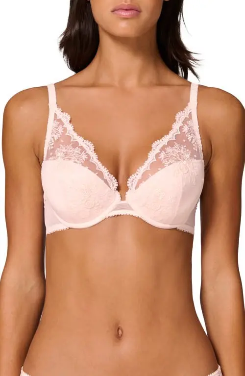 Simone Perele Intrigue Floral Embroidered Triangle Bra - Sakura Pink